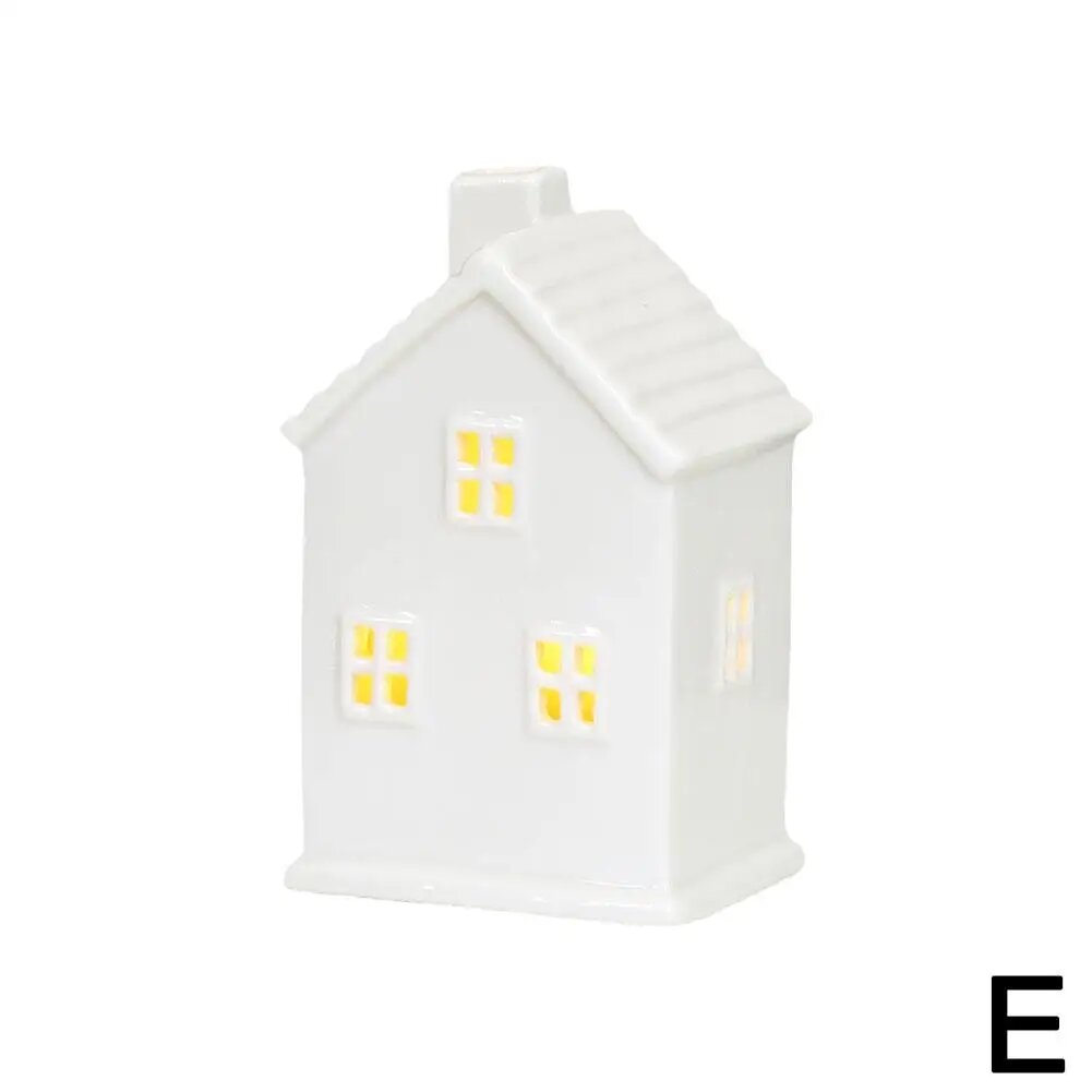 Рождественский елочный домик, керамический орнамент, креативный светящийся снежный домик, рождественское маленькое украшение для сцены, украшение для рабочего стола