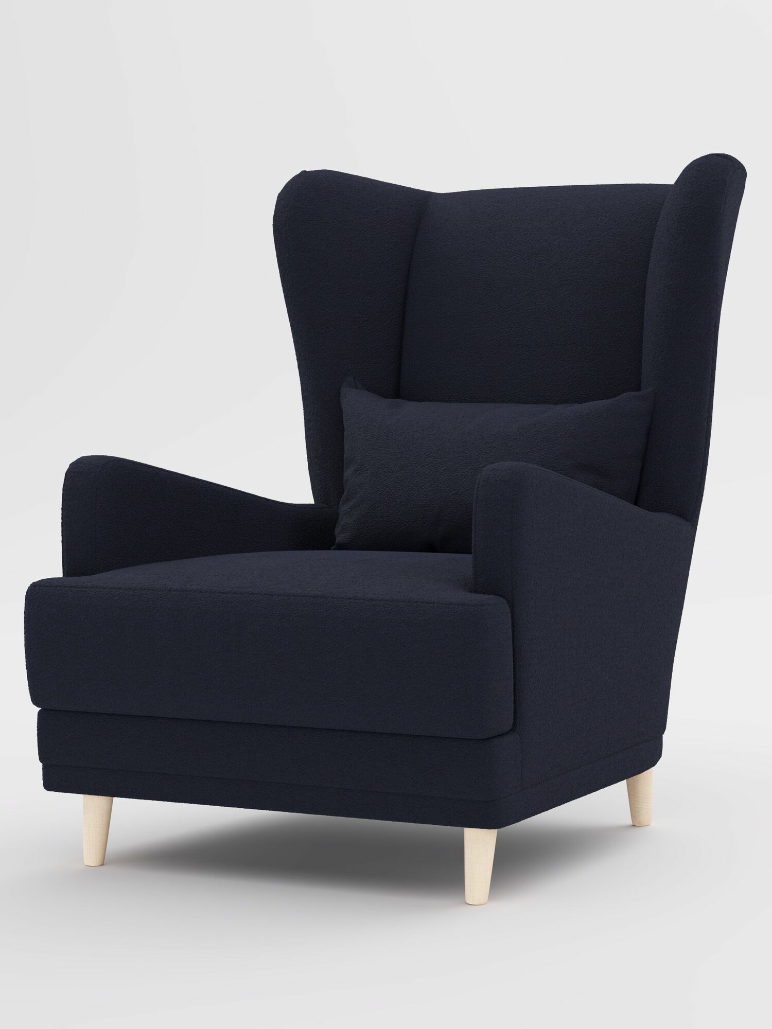 Кресло мягкое для дома, отдыха в гостиной Марсель от W&B, искусственный мех, цвет: темно-синий