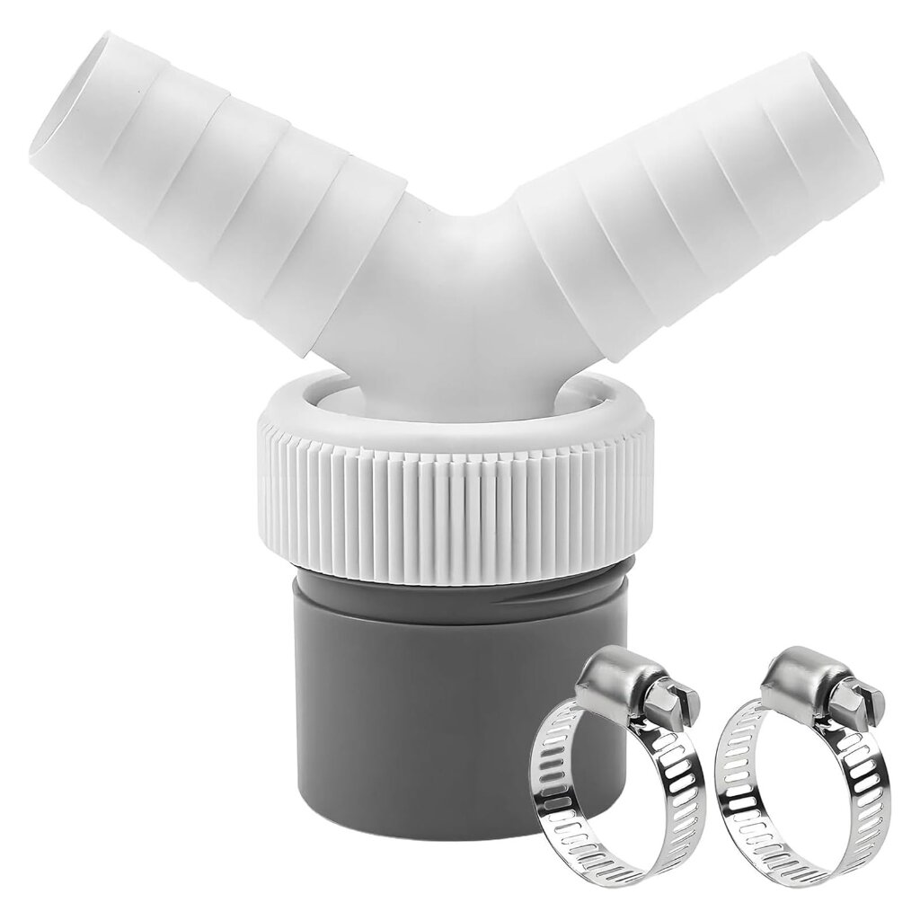 Quick Install Plastic Metal Washing Machine Drain Connector Double Outlet Design