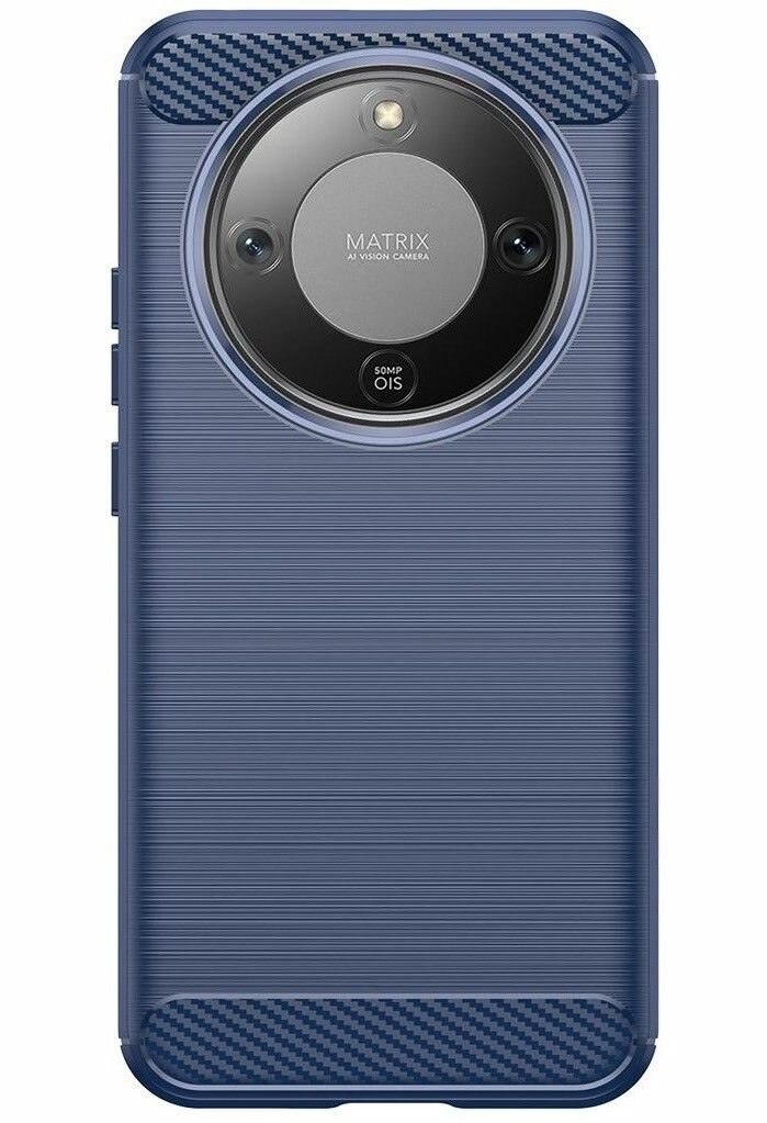 Чехол на Honor X9d силиконовый карбон сталь синий противоударный