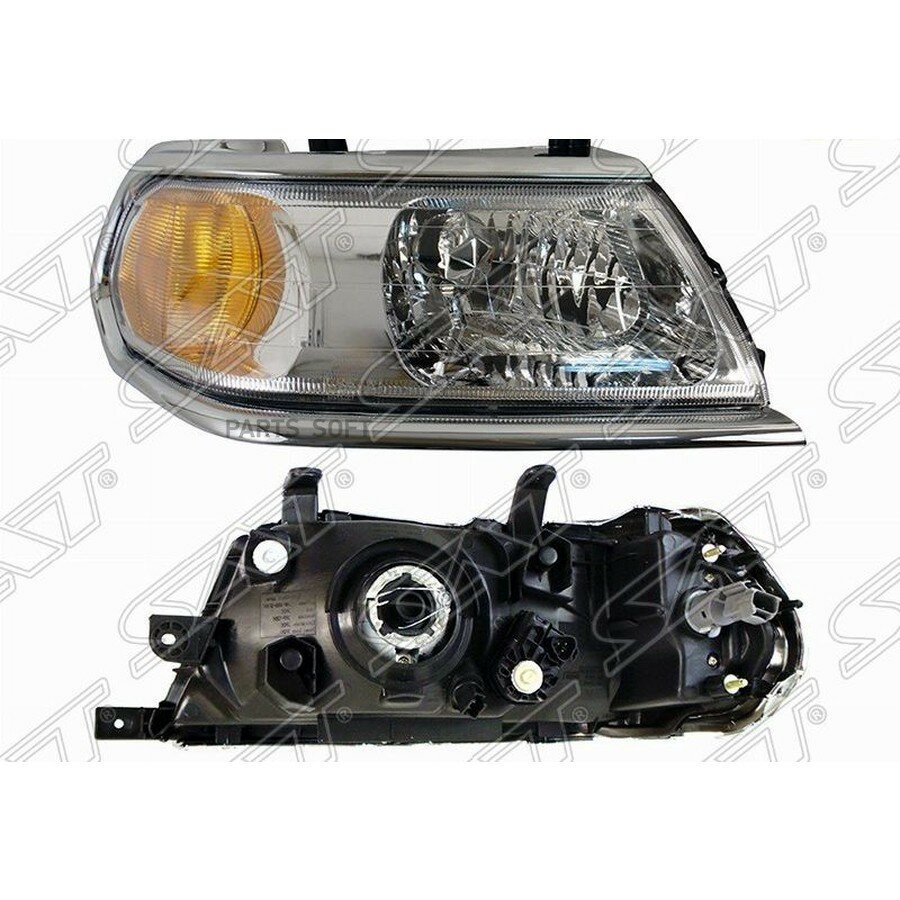 Фара Mitsubishi Pajero Sport 04-08 (Справа/ Галоген/ С электрокорректором) от официального дистрибьютора, SAT, артикул ST1141121CR
