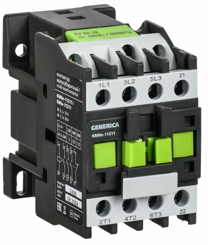 Контактор КМИе-11211 12А 400В/АС3 1НЗ GENERICA KKME11-012-400-01