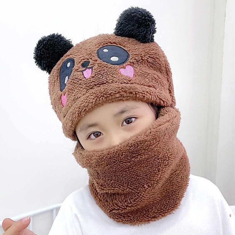 Детские шапки, осень-зима 2025, теплый детский шарф с кроликом, цельная шапка с кроликом, чехол на шею для девочек, новый стиль