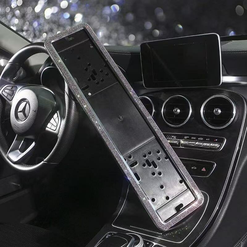 Рамка для номера, ABS-пластик, нержавеющая сталь, с акриловыми стразами, белая, серая, серебристая