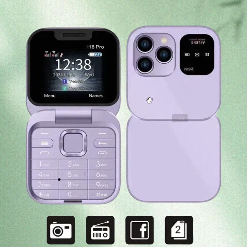 I16 pro две SIM-карты, двойной режим ожидания, не-смартфон, кнопка-раскладушка, мобильный телефон 2G