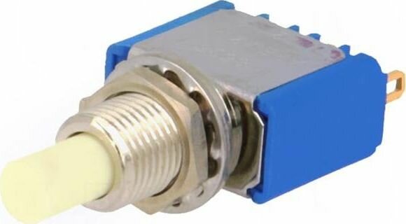 Переключатель APEM 18535CD кнопочный Пол 2 SPDT ON-(ON) Подсвет нет 1 шт