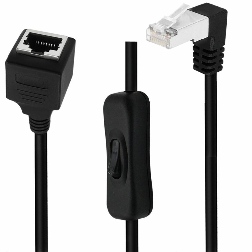 Кабель RJ45 с разъемом-розеткой CAT6e Удлинитель с кнопкой включения-выключения