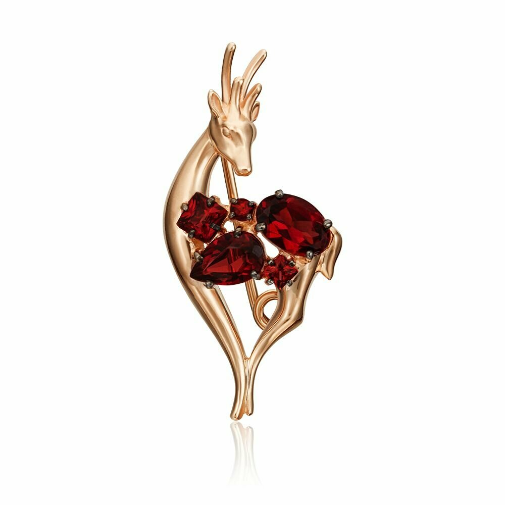 Брошь, красное золото, 585 проба, гранат