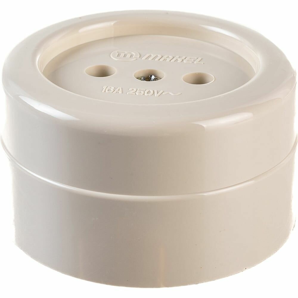 Розетка 1-м ОП 16А IP20 круглая без заземл. керамика беж. Makel 16012