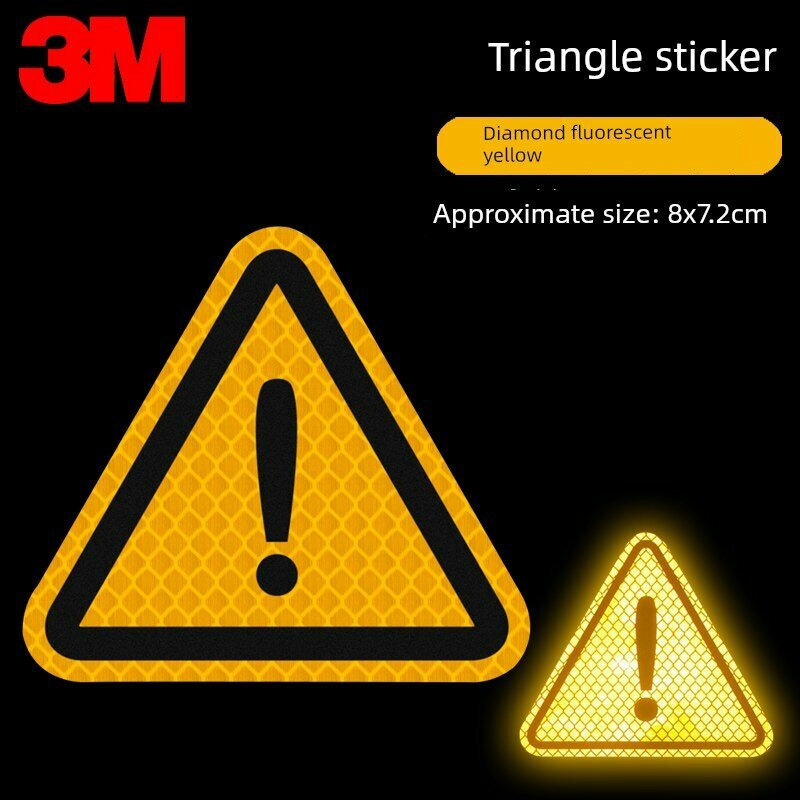 Треугольник восклицательный знак предупреждение желтый флуоресцентный автомобильная наклейка 3M отражающая наклейка