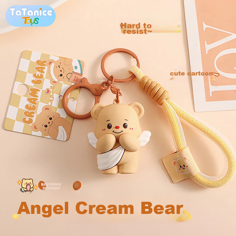 TaTanice Butter Bear Plush Toy Pendant, Trendy Girl's Backpack Keychain Charm, Doll, Children's Toy, Birthday Gift