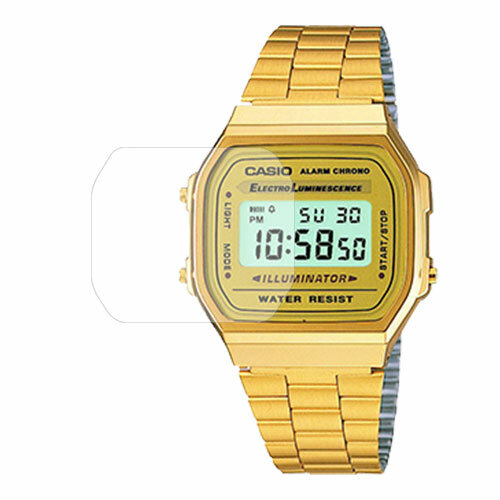 Скрин Мобайл защитный экран для часов Casio A168WG-9EF из гидрогелевая плёнка прозрачная