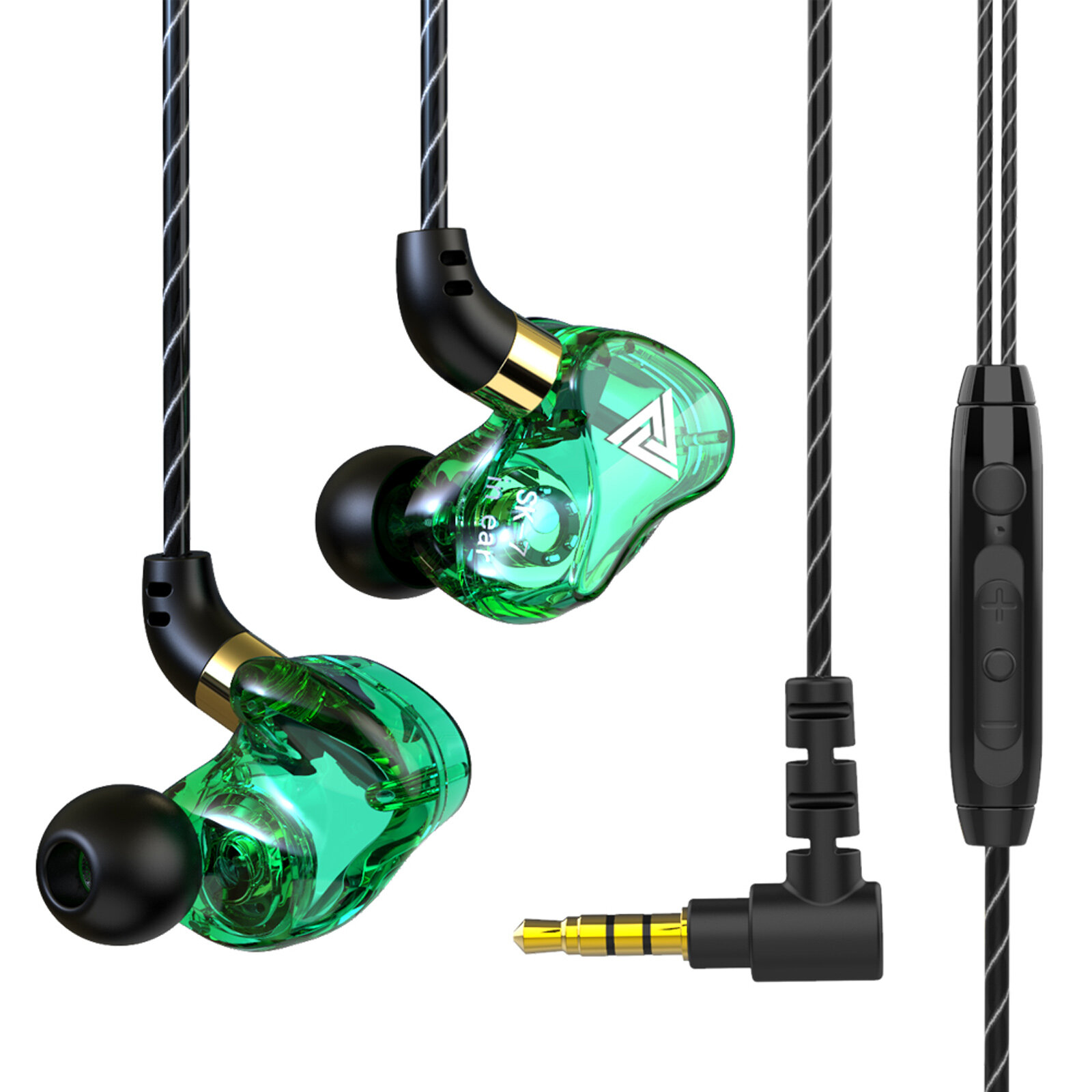 QKZ SK7 Наушники вкладыши с проводом 3.5mm с микрофоном, 11.6mm Динамик, черный, красный, зеленый, голубой, темно-синий