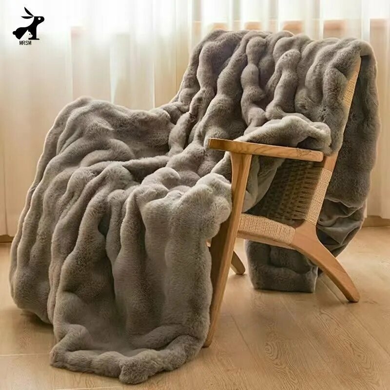 Плед , Велюр натуральный, Светло-серый, Очень теплый, 200 см х 160 см