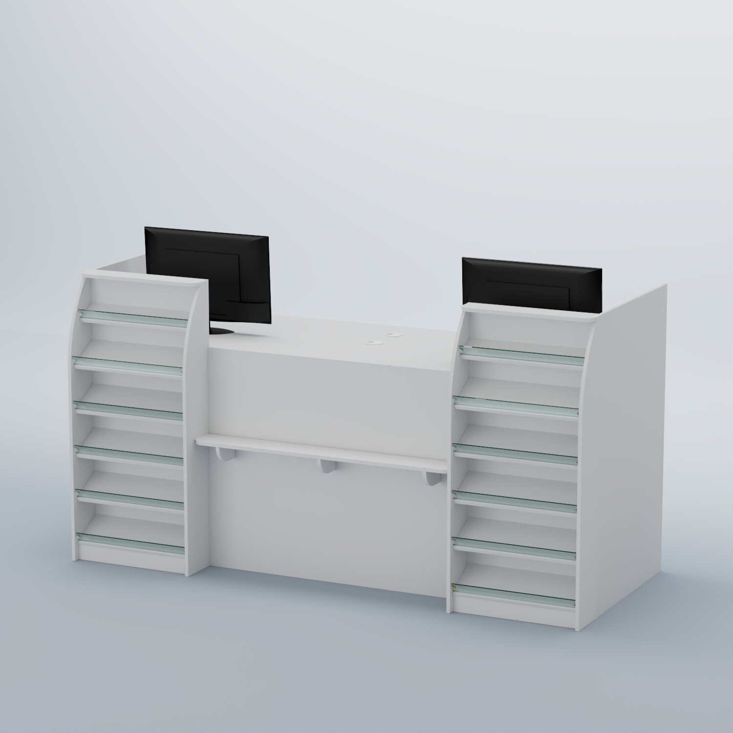 Ресепшн Атлант с фасадными наклонными полочками №3, Белый. Производство товара - компания ТОБ.