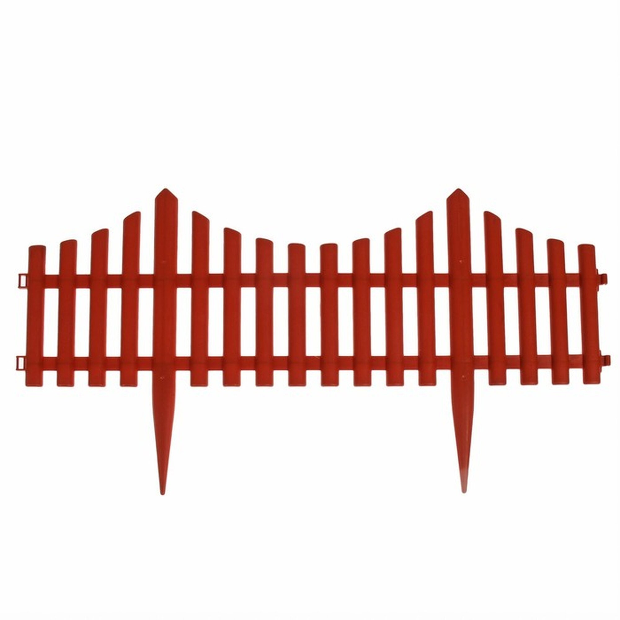 Ограждение декоративное, 30 × 300 см, 5 секций, пластик, терракотовое, Greengo