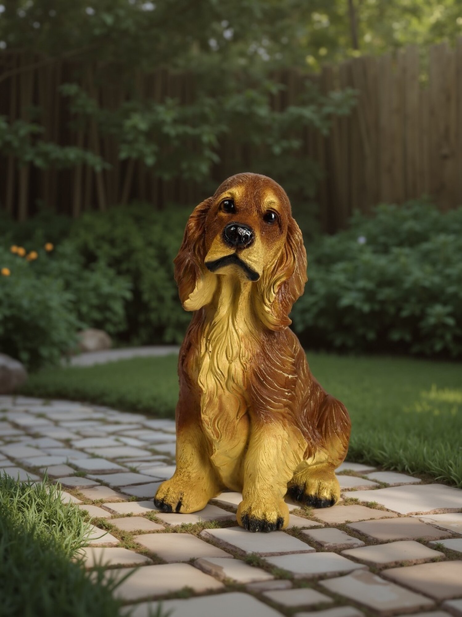 Садовая фигура Хорошие сувениры "Собака Спаниель cидящий", 35х25 см, рыжий