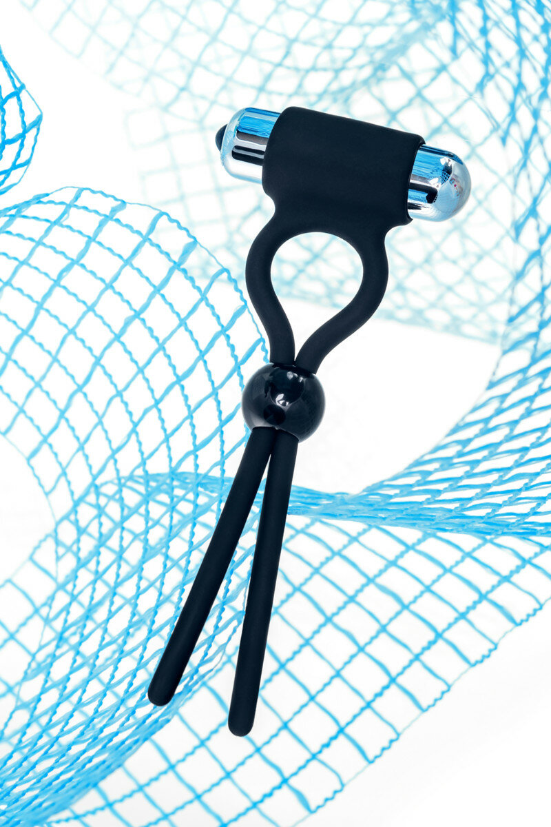 Лассо на пенис "Ect" A-Toys by TOYFA, силикон, чёрное, с виброэлементами, 14см