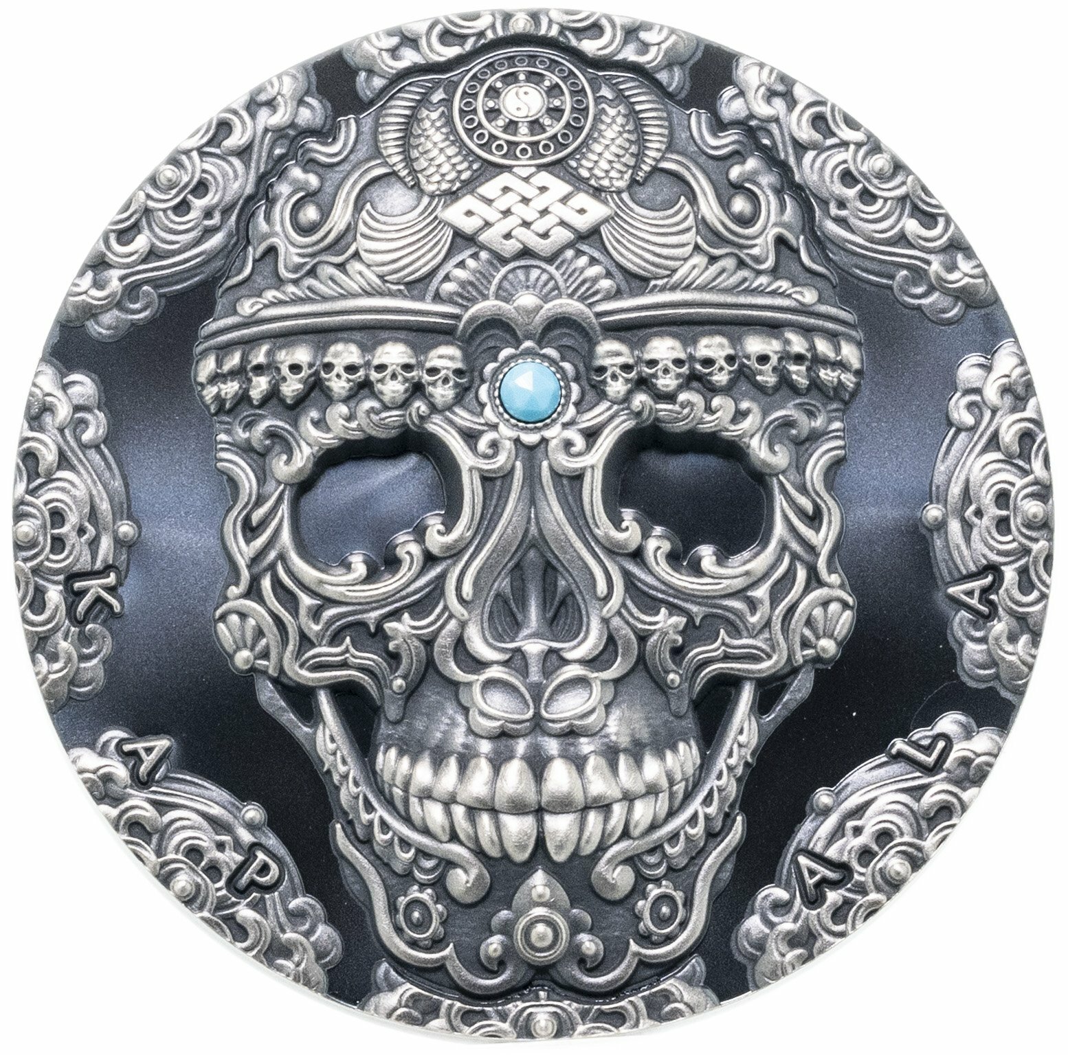 Камерун 2000 франков 2018 "Культуры мира: Капала череп" в футляре, с сертификатом, Серебро 999, в сохранности Proof