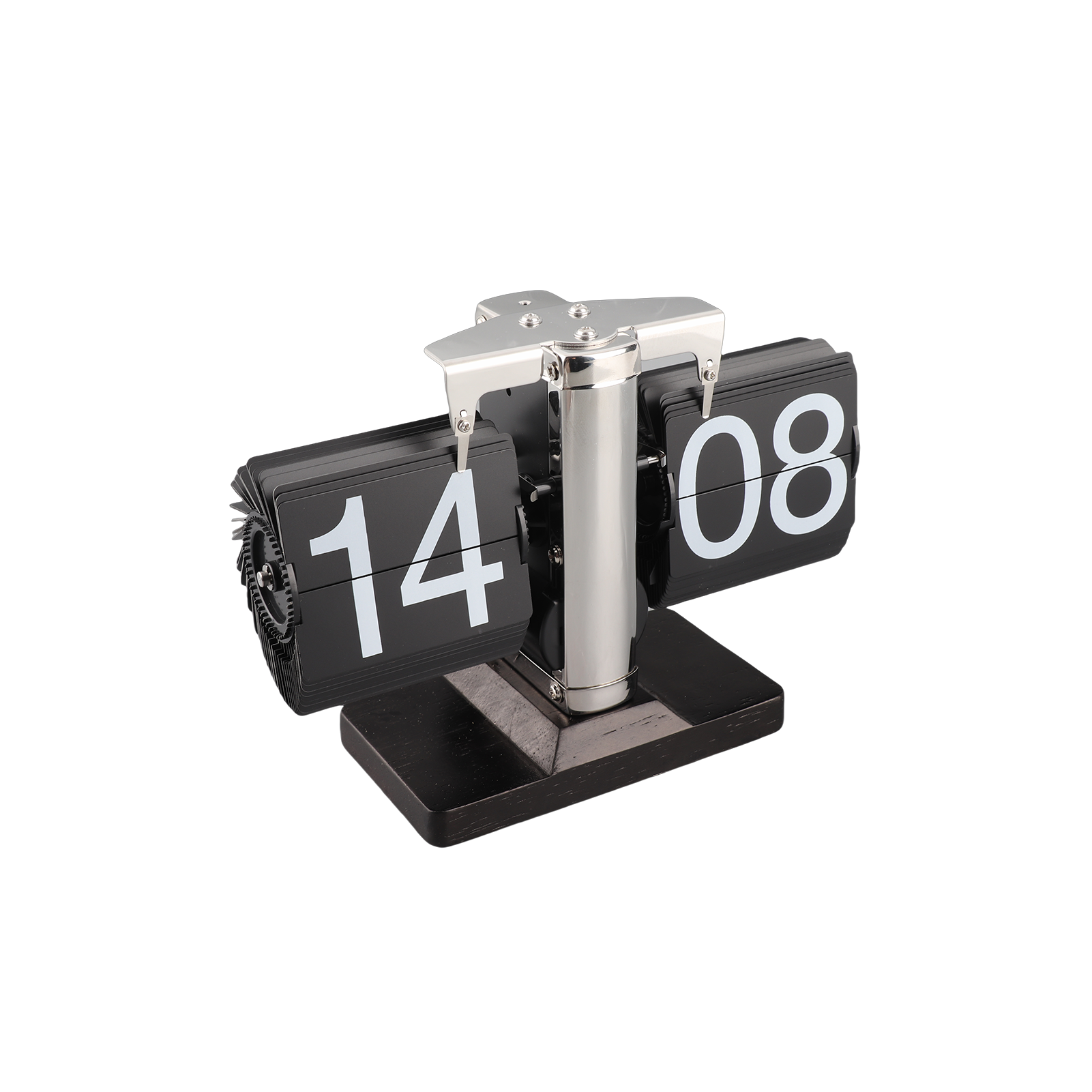 Настольные часы-перевертыш в винтажном стиле, прочные, из нержавеющей стали, механические, цифровые, с функцией перелистывания страниц, небольшие часы на батарейках с деревянной подставкой. Идеи подарков для дома, комнаты и офиса.