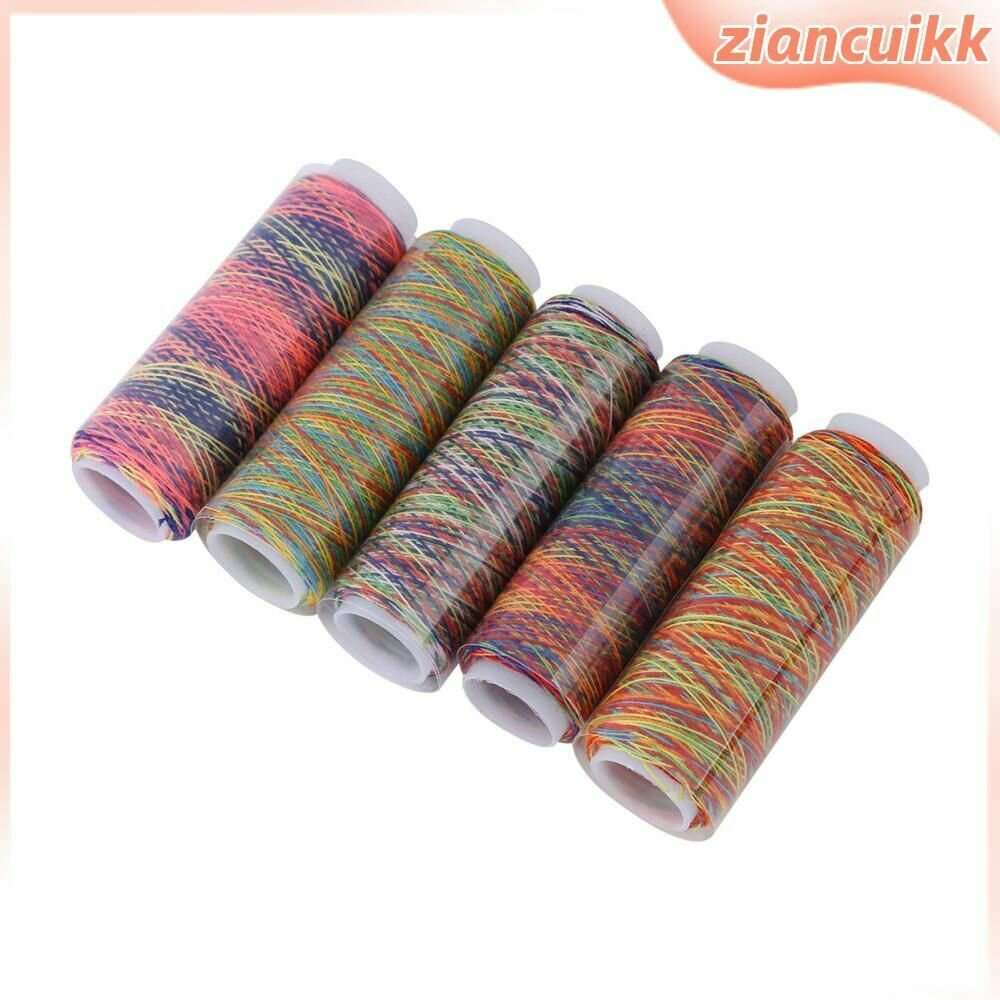 Набор из 5 градиентных швейных нитей 110 м, многоцветные катушки для швейной машины и ручного шитья, стегания, вышивки, долговечные полиэстеровые нити для творчества и ремонта одежды