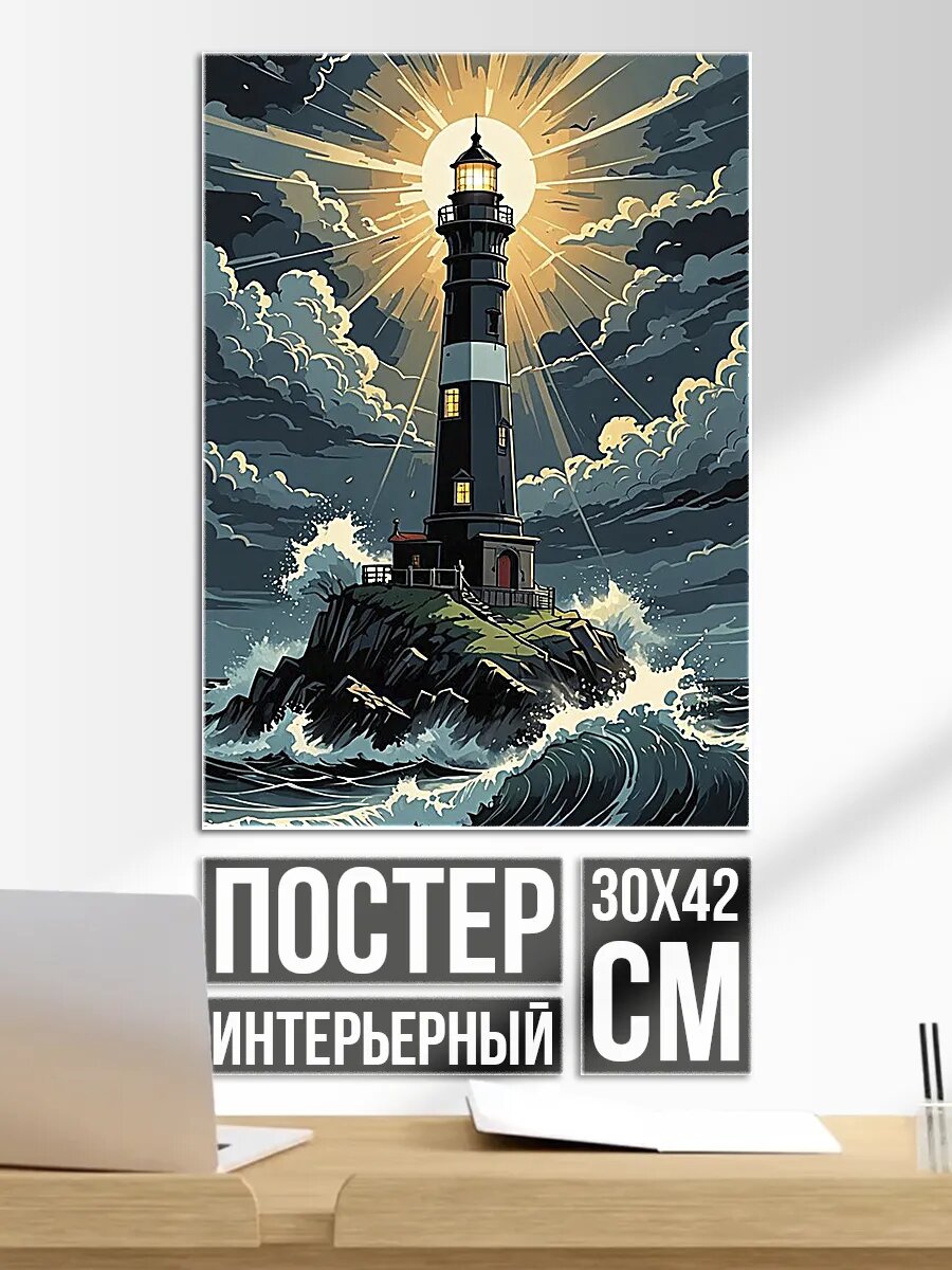 Постер на стену Маяк Япония