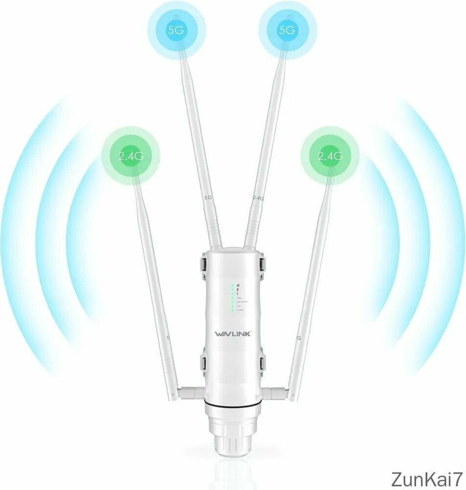 Уличный междугородний маршрутизатор WAVLINK AC1200, точка доступа Wi-Fi, сетчатый ретранслятор, источник питания POE, водонепроницаемый IP67, белый.