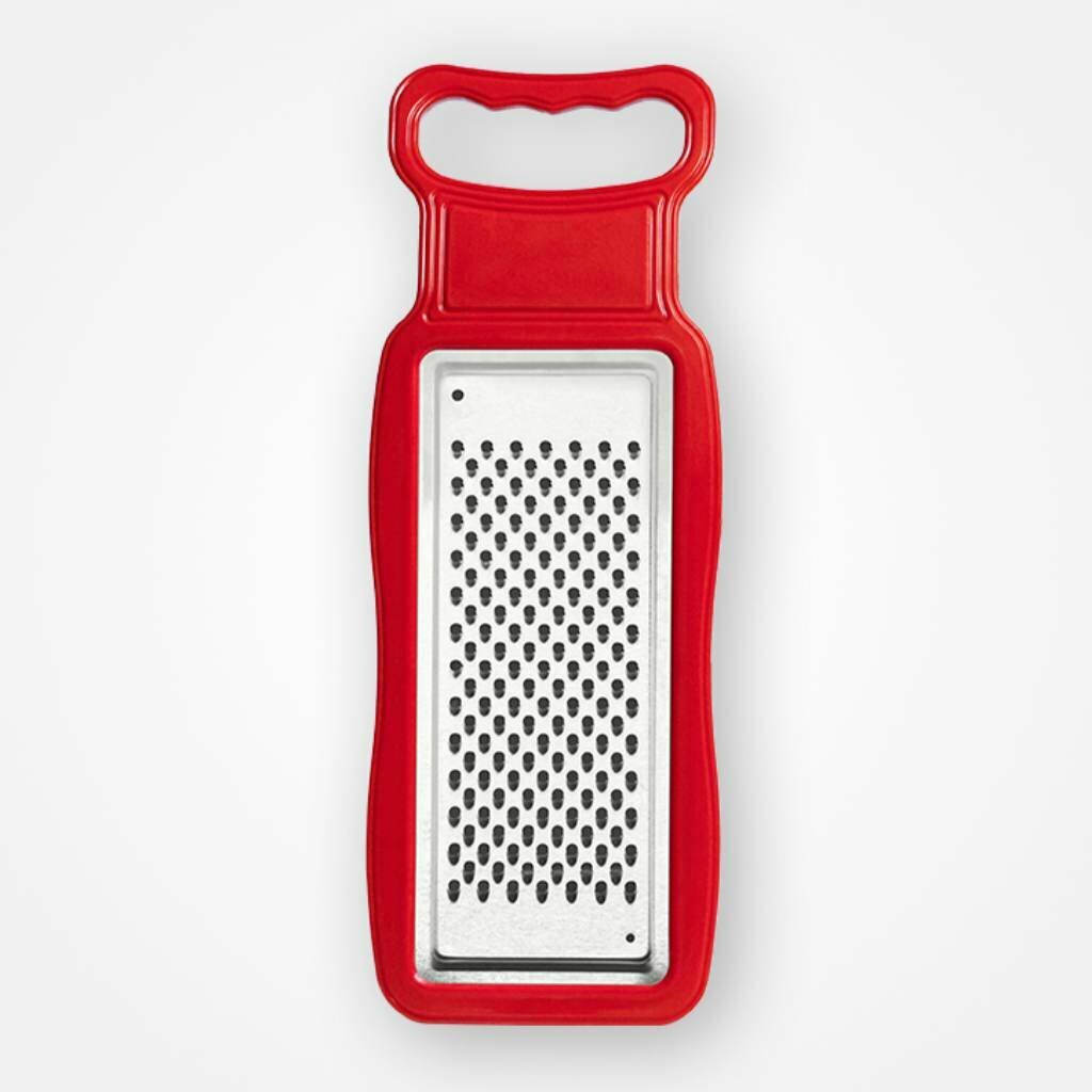 Терка кухонная Никис ТПМ-3у 27 см, ручная из нержавеющей стали с красной пластиковой ручкой, для овощей и сыра