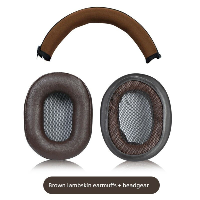 Улучшенные кожаные наушники Sony MDR-1A/MDR-ADAC, пара + защита головного ремня, коричневый