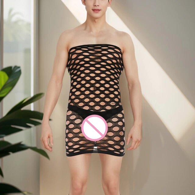 Красивый мужской боди, костюм для переодевания в женскую одежду, мужской халат, платье-кукла из сетки, сексуальное нижнее белье, одежда для джентльменов, сексуальный фетиш-боди