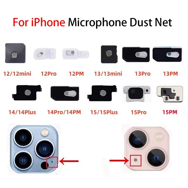 10 шт. для iPhone 12, 13, 14, 15, 16 Plus Pro Max Mini 16E, противопыльная сетка для микрофона 12 12Mini White