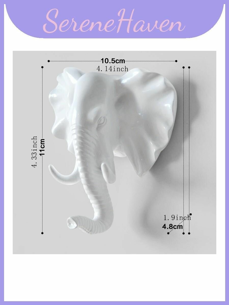 Элегантный белый настенный крючок в форме козы с сильным клеем, европейский стиль, белый слон-