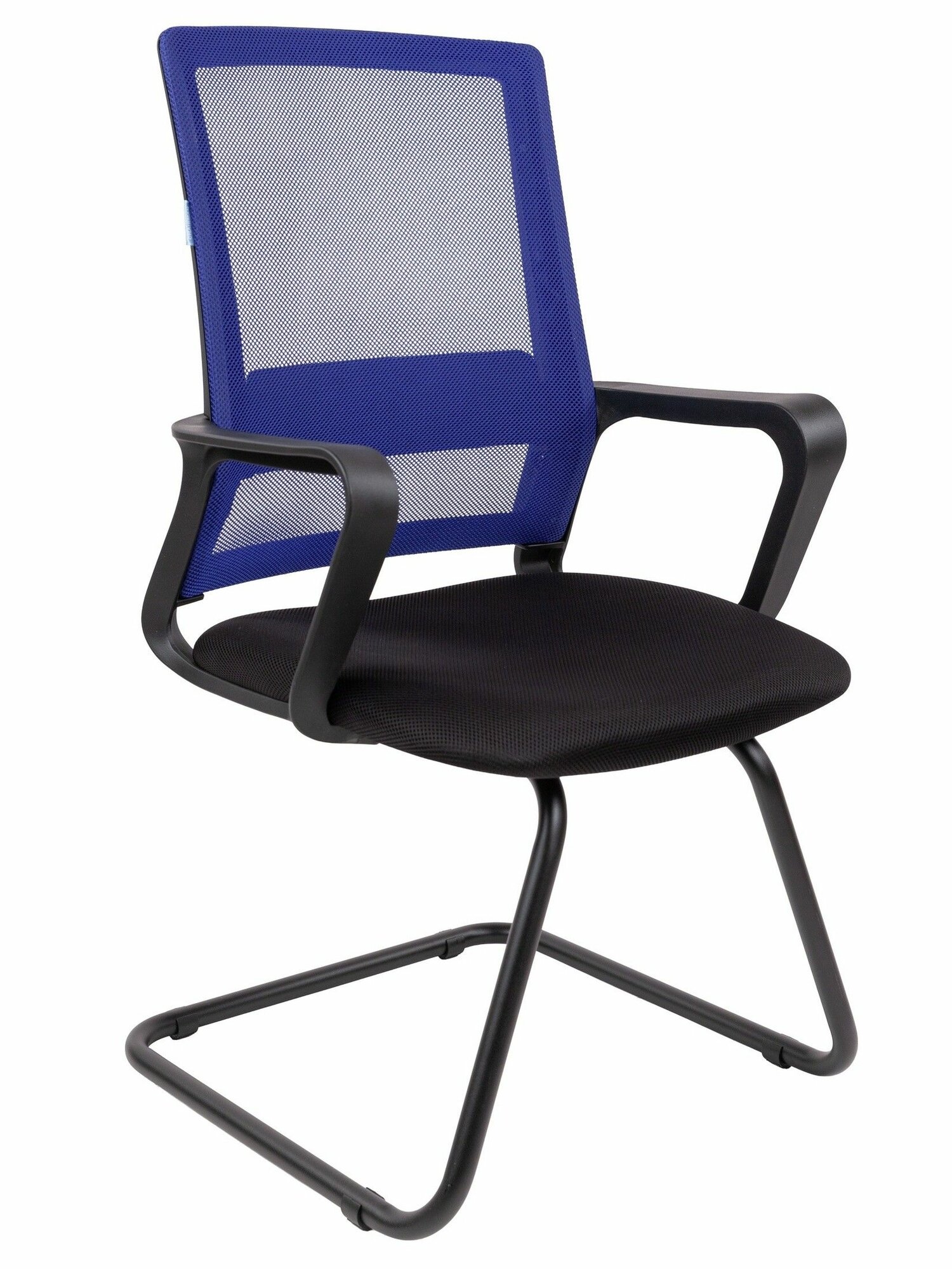 Конференц кресло CHAIRMAN 606 V ткань/сетка, черный/синий офисный стул на полозьях со спинкой сеткой
