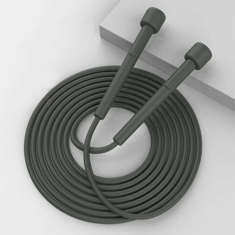 Детская скоростная скакалка 2.8 м для фитнеса и спорта, цвет: черный с блестками