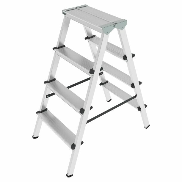 Стремянка двухсторонняя "Новая Высота", алюминиевая, 4 ступени