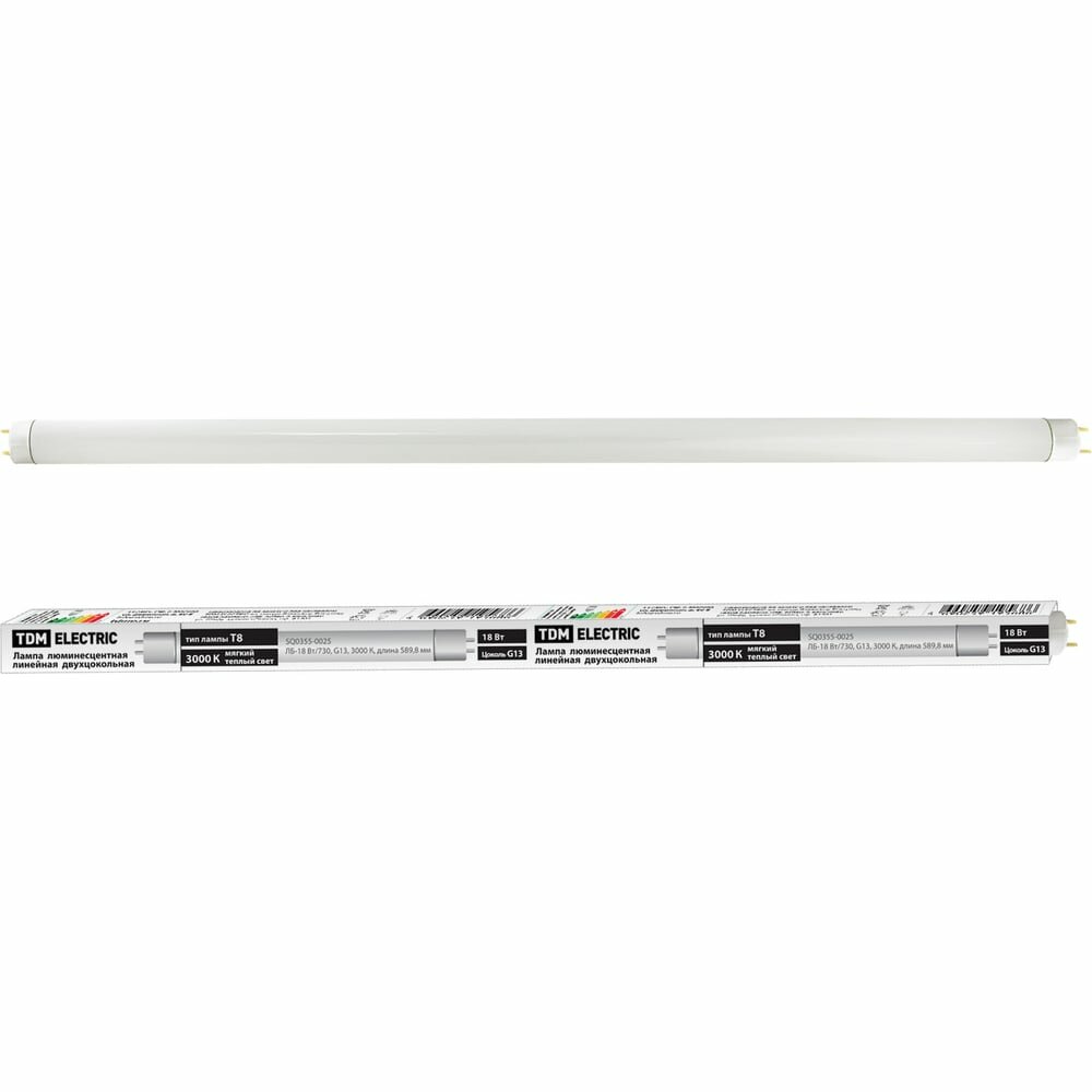 Линейная люминесцентная лампа TDM ELECTRIC ЛБ-18Вт/630, T8/G13, 3000К