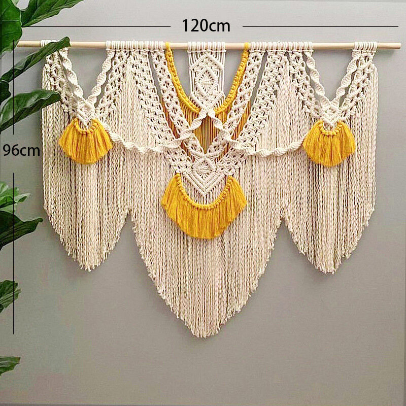 Скандинавский гобелен с кисточками, ручная работа, декор для стен, искусство у изголовья, висячий богемный гобелен для гостиной