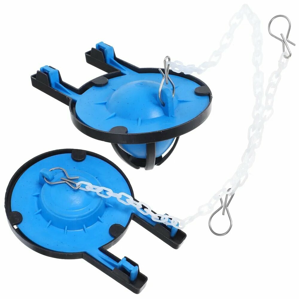 Резиновый клапан для сливного бачка унитаза с цепочкой синего цвета, 2 шт