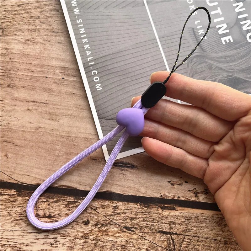 Ремешок на запястье для телефона в форме любви, короткие брелки для мобильного телефона, цепочка для ключей премиум-класса, аксессуары для ремешков, маленькая подарочная веревка