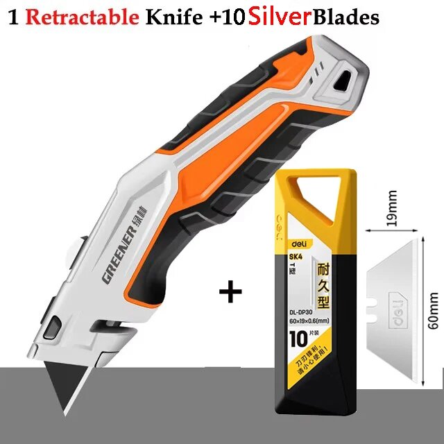 Универсальный нож Greener SK5, ручка из цинкового сплава, тройной выдвижной дизайн, 3 лезвия, бесплатные высокоэффективные режущие инструменты промышленного класса
