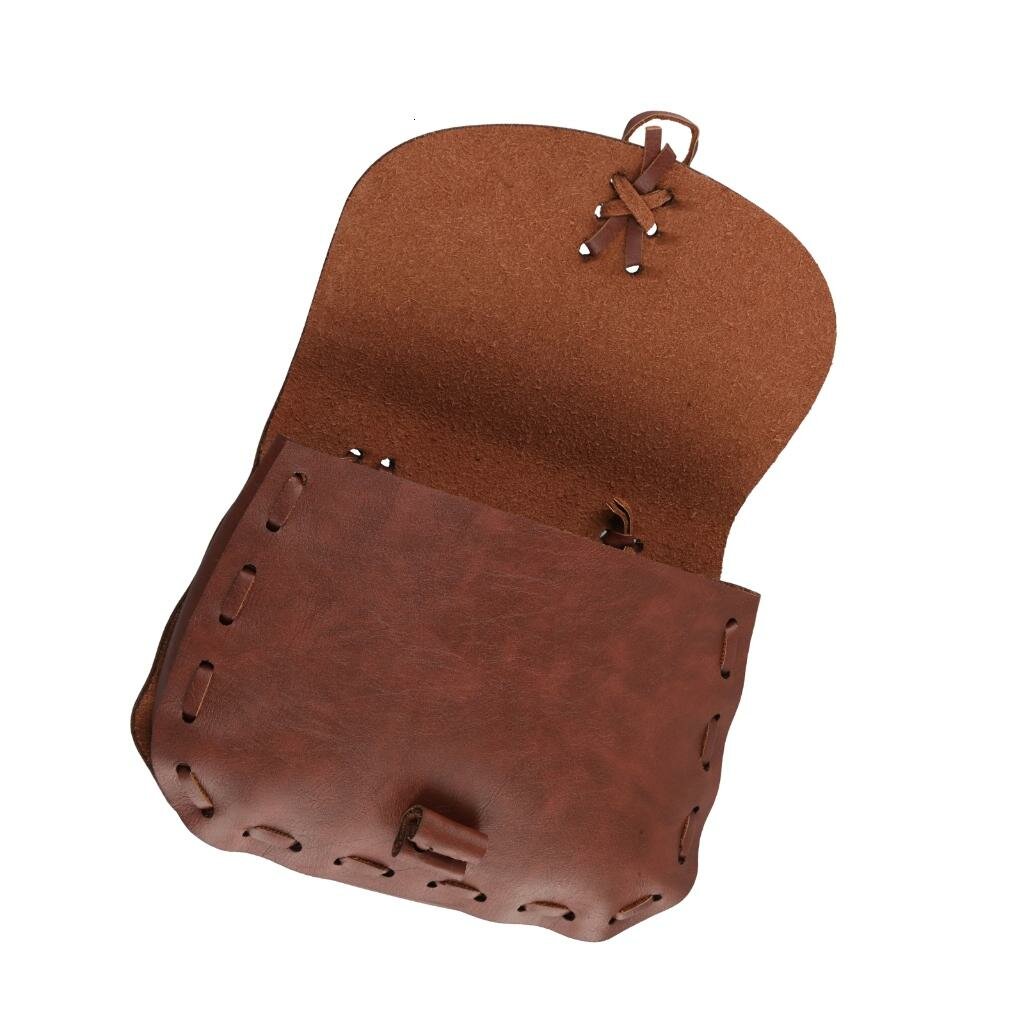 Кожаная средневековая сумка на пояс, Коричневый