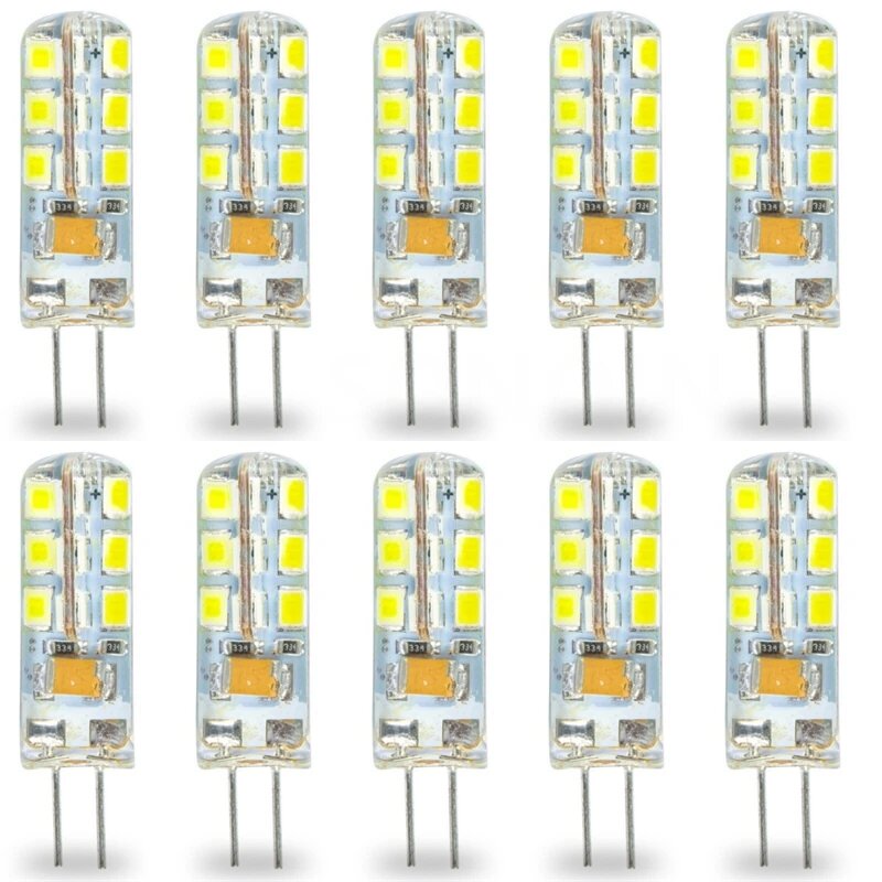 SONQIN LED лампа G4 SMD3014 12В/220В 2-12Вт набор из 10 штук Холодный белый, AC DC12V, 5W 2835 24D