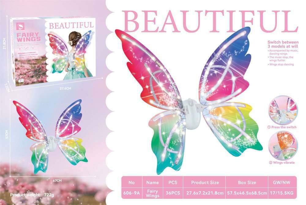 Детские светящиеся крылья бабочки, эльф, демон, ангел, реквизит для фестивальных вечеринок, украшение для спины девочки, электрическая игрушка