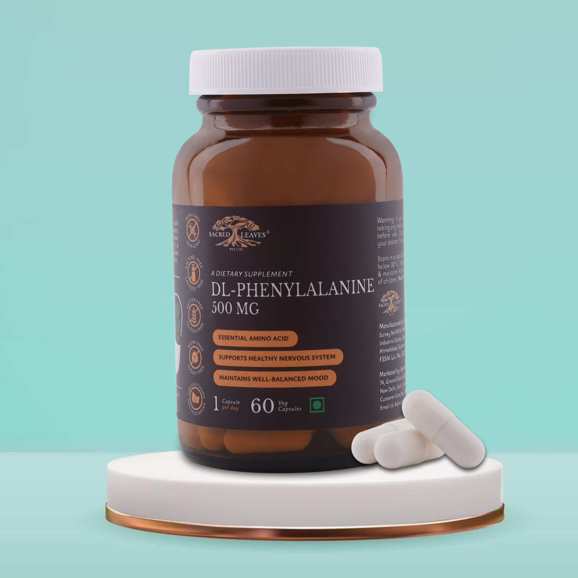 DL-фенилаланин 500 мг для настроения и нервной системы/Sacred Leaves DL-Phenylalanine