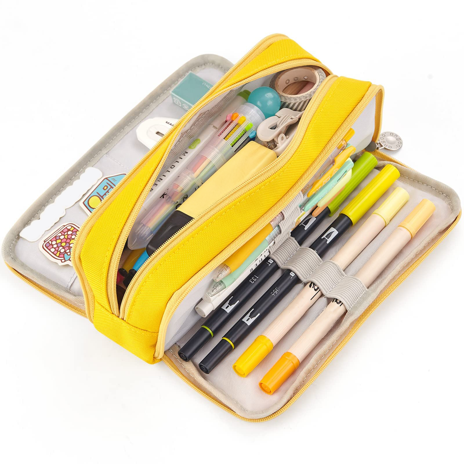 Чехол для карандашей большой вместимости с 3 отсеками сумка для ручек для школы подростка девушки мальчика мужчин женщин размер 8.46*2.76*3.54 дюйма (21.5*7*9 см) вмещает до 50 карандашей или ручек стикеры принадлежности канцелярские товары косметический