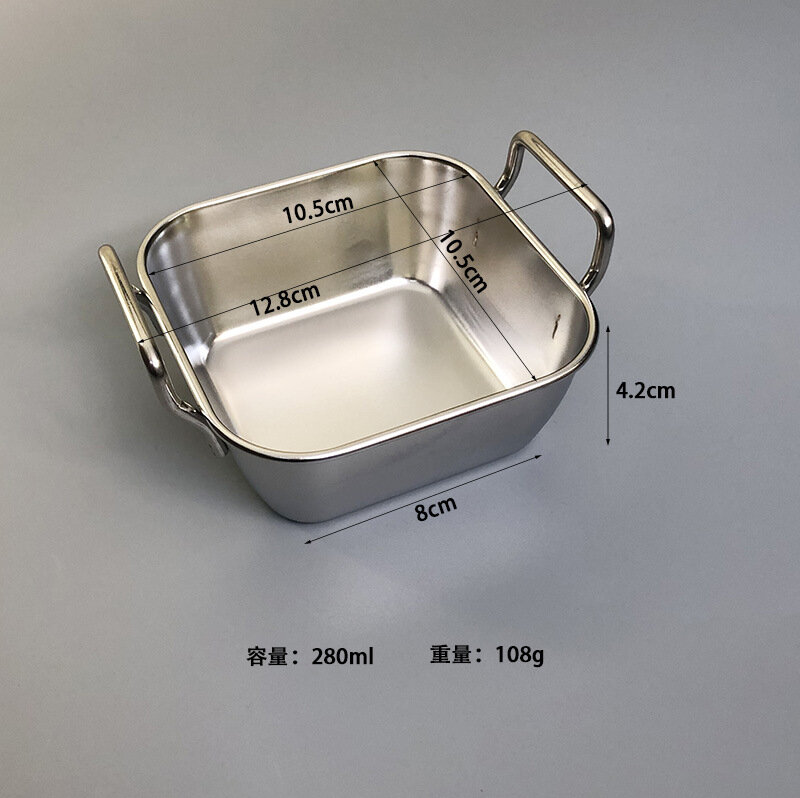 Нержавеющая сталь квадратная тарелка с жареной курицей и картофелем фри Серебряный Квадратный Снэк Плиты