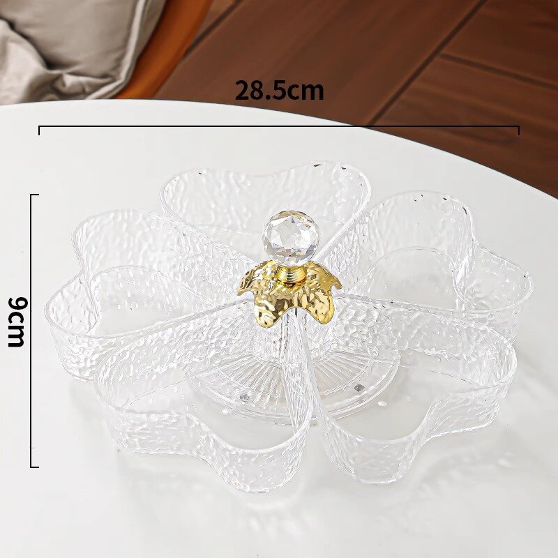 Вращающаяся тарелка для сухофруктов для домашнего использования, тарелка для закусок на кофейном столике в гостиной, новый роскошный стиль, высококачественная тарелка для хранения фруктов