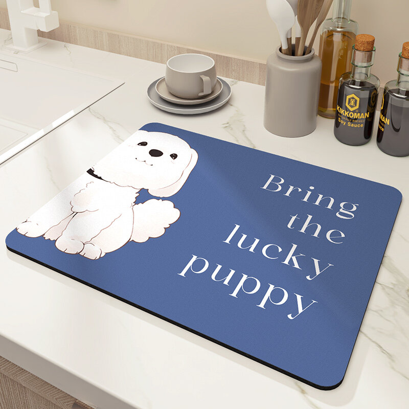 Кухонный коврик для сушки посуды, коврик для тарелок, милый поднос, нескользящий коврик для барной стойки, коврик для сушки, коврик для обеденного стола, впитывающий коврик