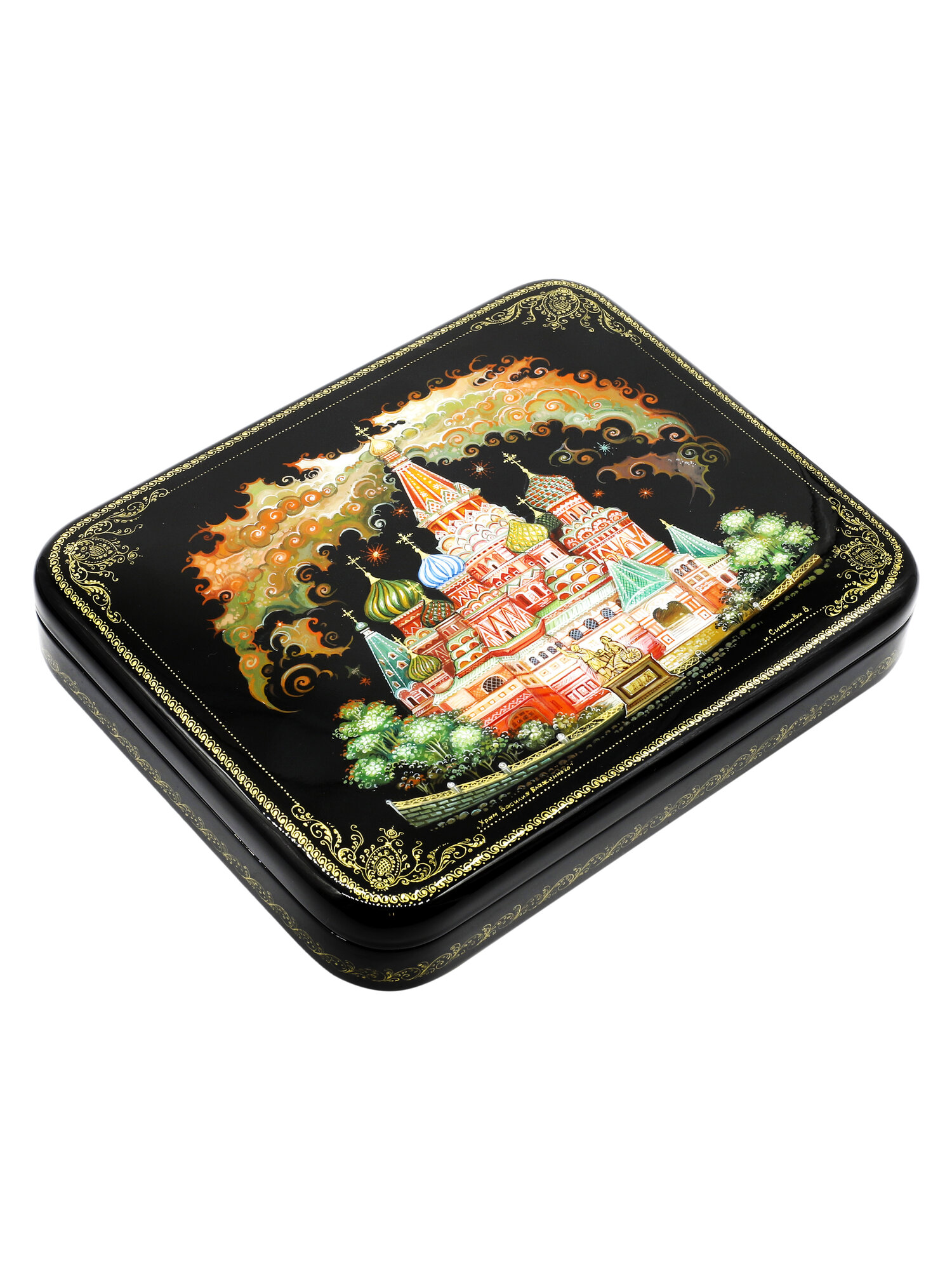 Шкатулка Холуй " Москва . Храм ", художник Синькова