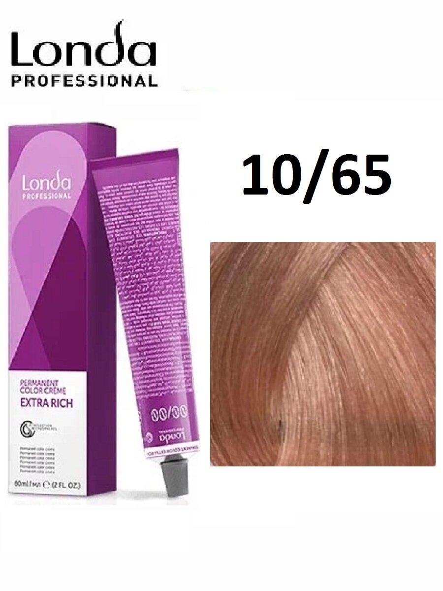 Londa Professional 10/65 Стойкая крем-краска Londacolor Creme Extra Rich, клубничный блонд, 60 мл